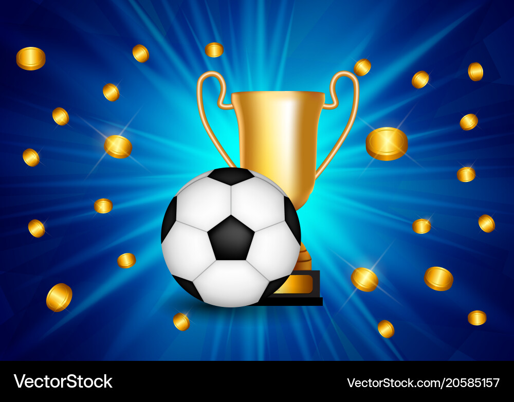 Winner congratulations background with golden cup Vector Image