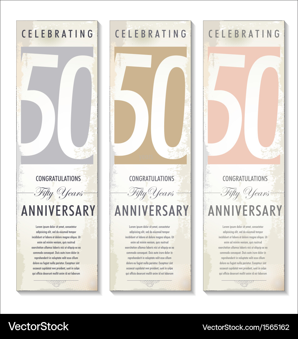 50 years anniversary retro banner set Royalty Free Vector
