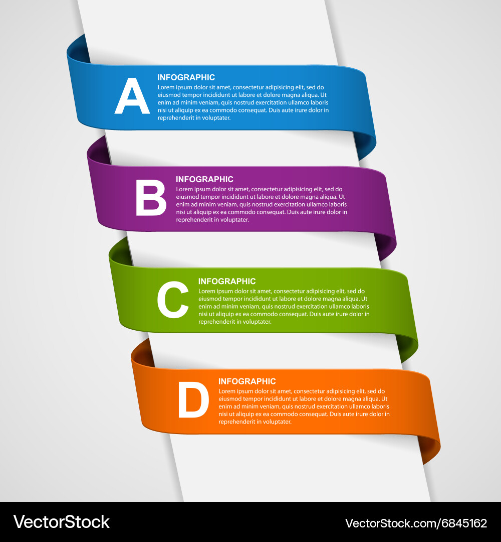 Abstract colorful 3d ribbons infographic design Vector Image