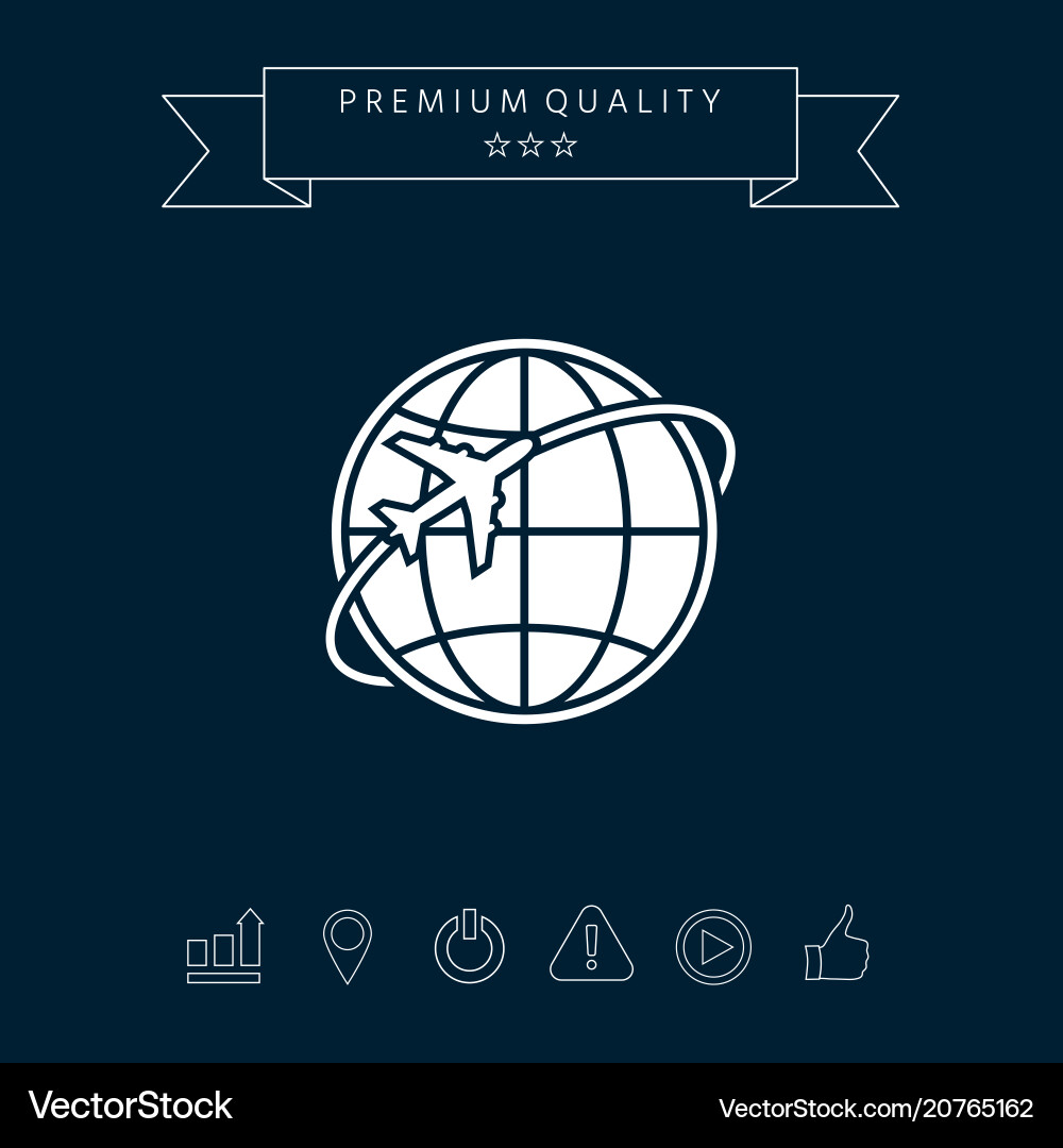 Airplane fly around the planet earth logo Vector Image