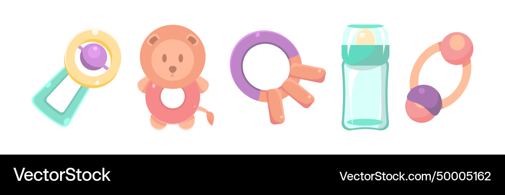Babyhood object and different childhood items Vector Image