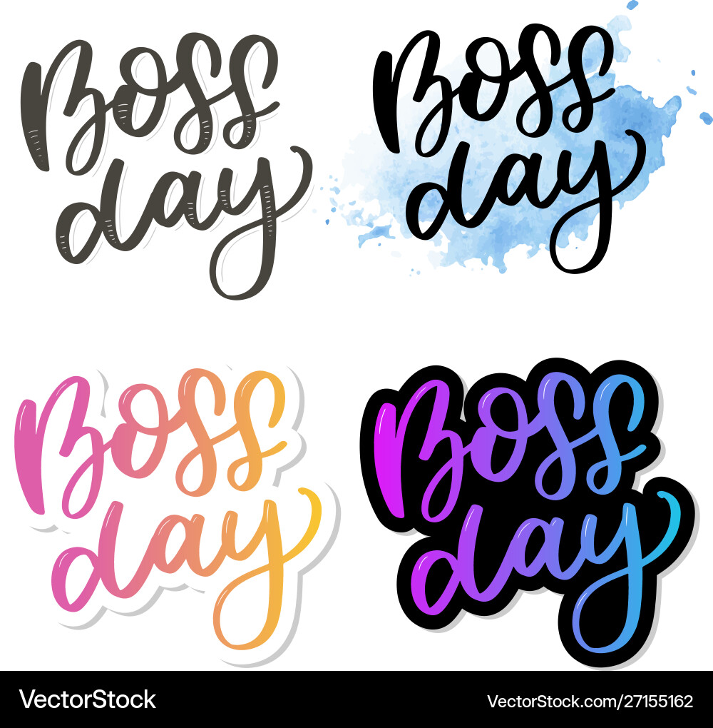 Boss day vintage lettering background calligraphy Vector Image