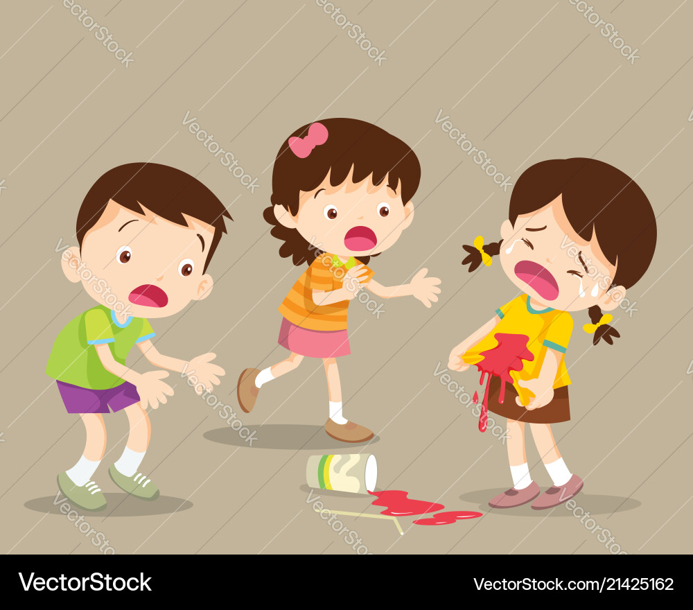 Children stained at shirt Royalty Free Vector Image