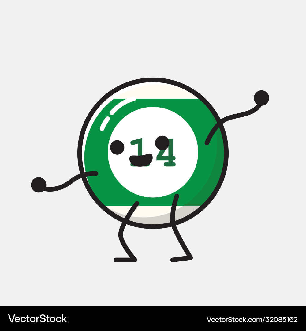 Cute billiard ball mascot character in flat Vector Image