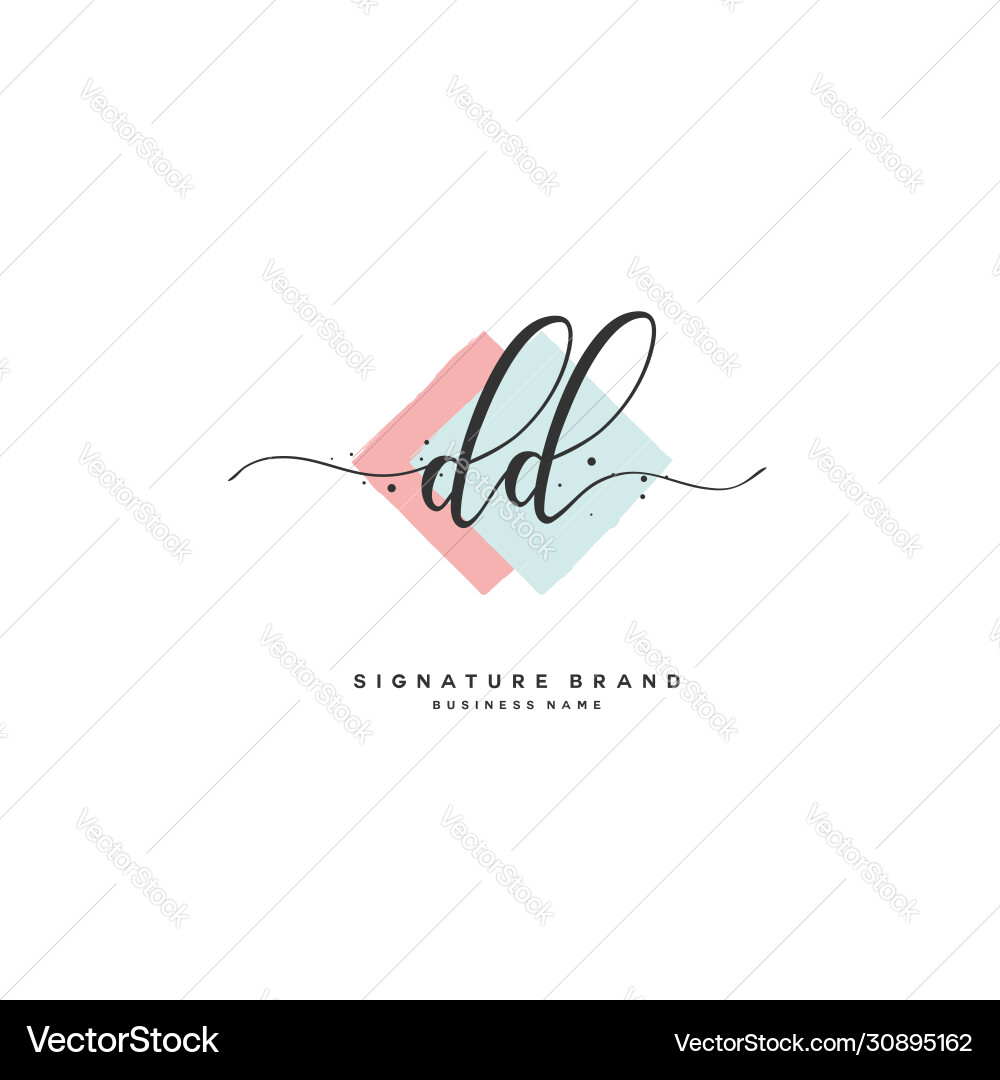 D dd initial letter handwriting and signature Vector Image