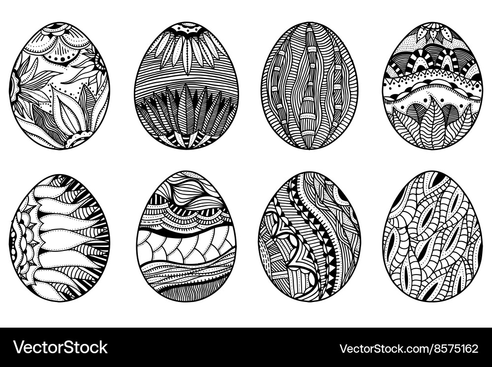 Hand drawn easter eggs Royalty Free Vector Image