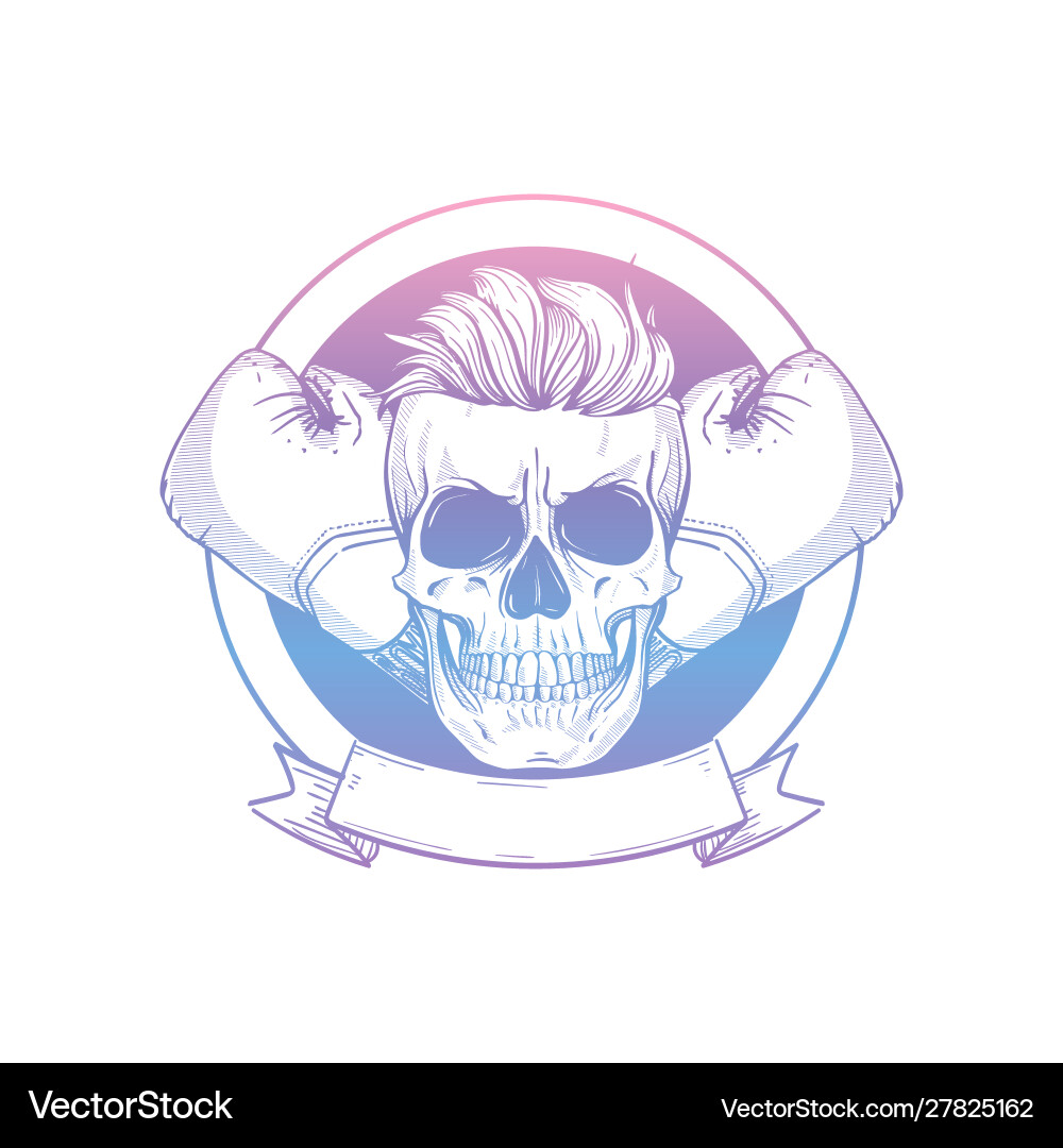 Hand drawn skull with boxing gloves Royalty Free Vector