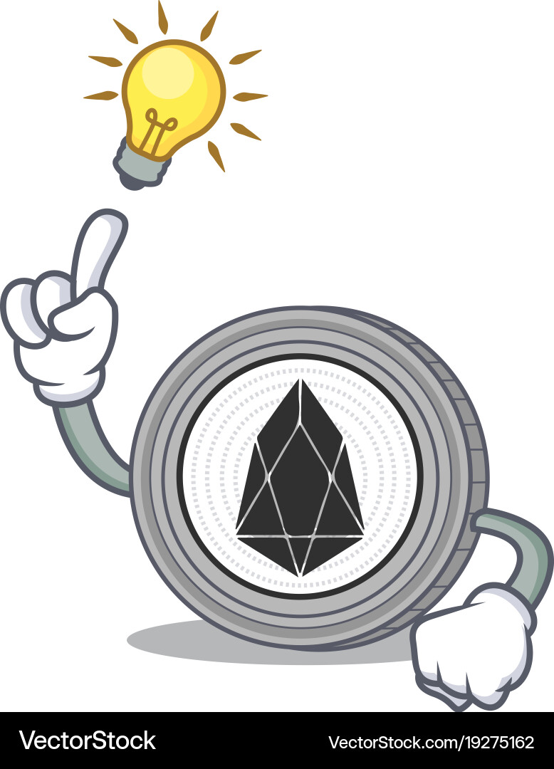 Have an idea eos coin character cartoon Royalty Free Vector
