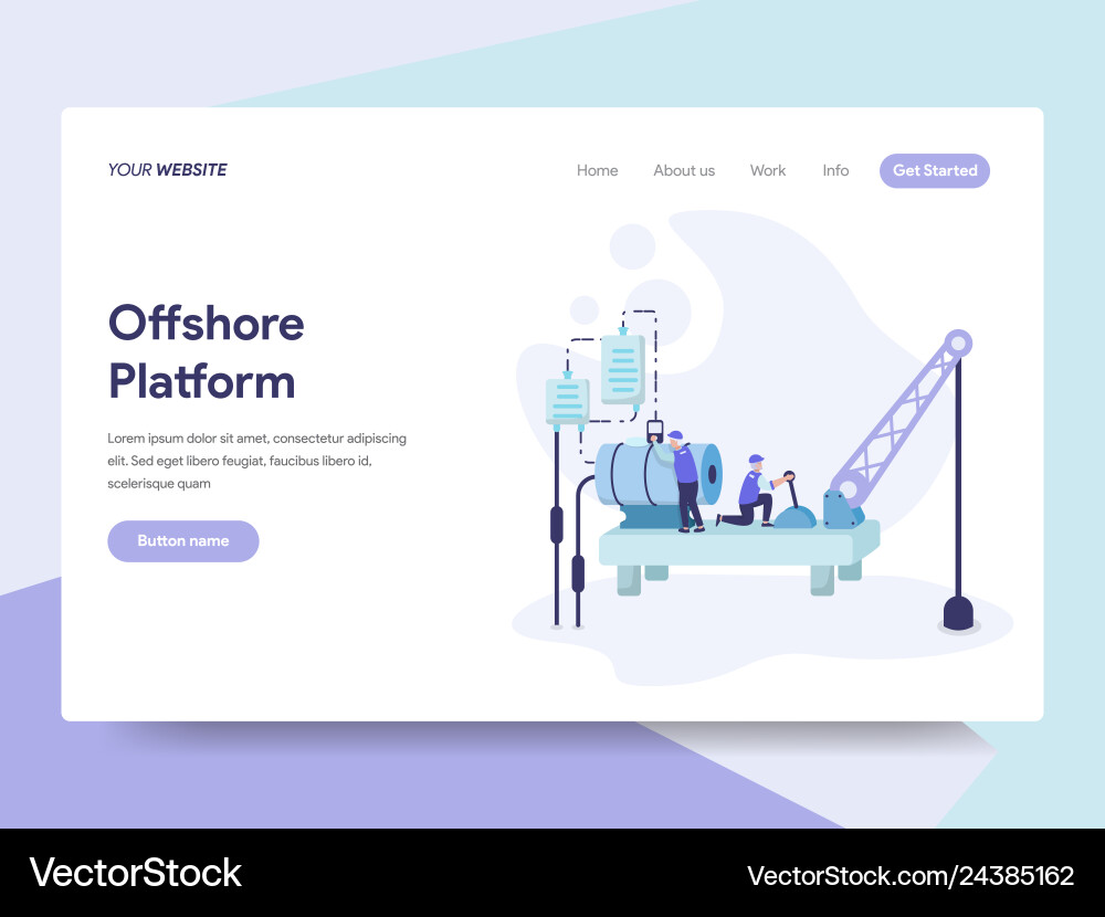 Landing page template of offshore platform Vector Image
