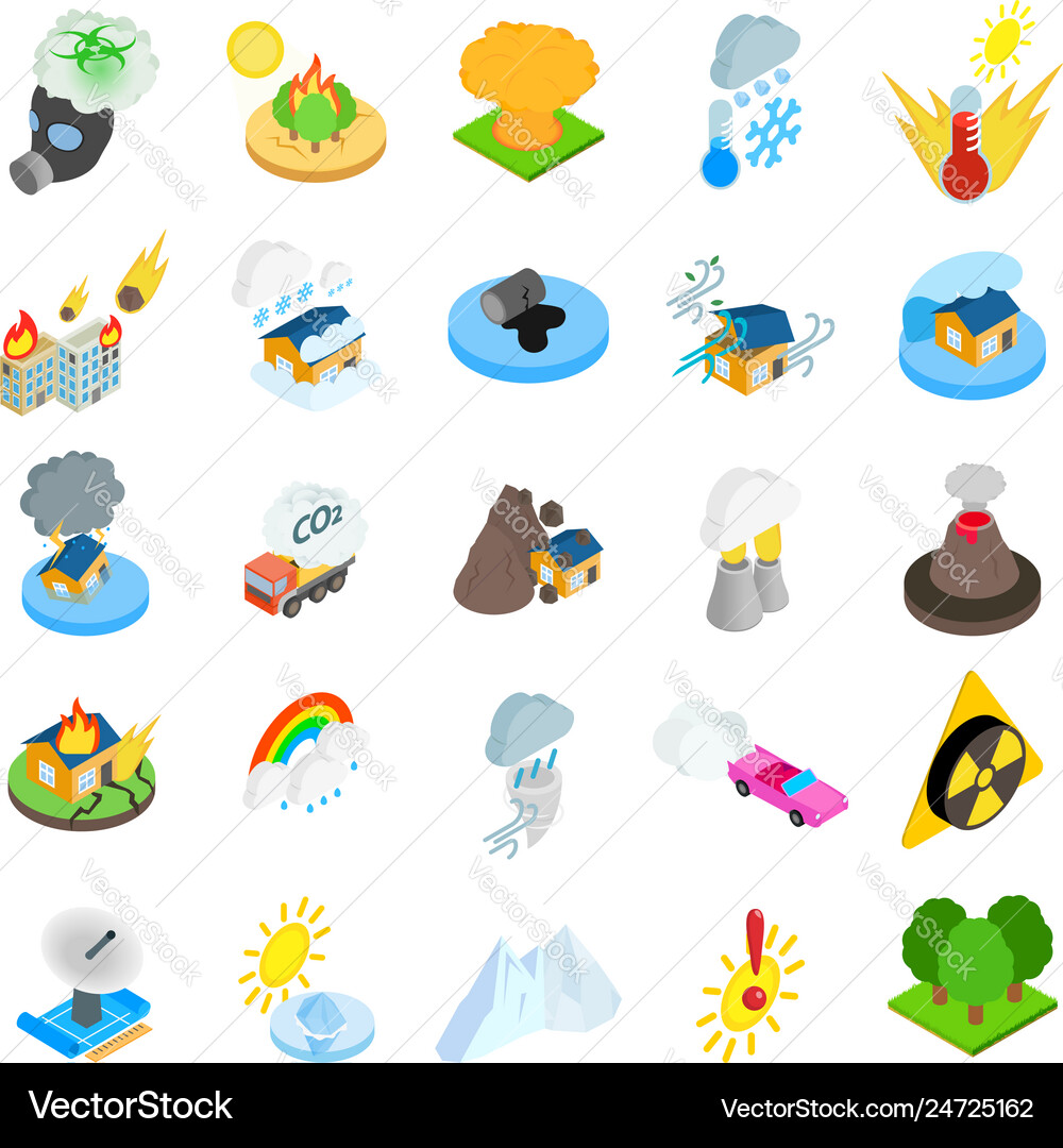 Natural disaster icons set isometric style Vector Image