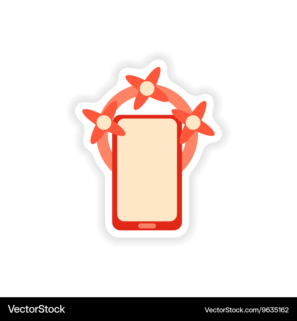 Paper sticker on white background mobile phone Vector Image
