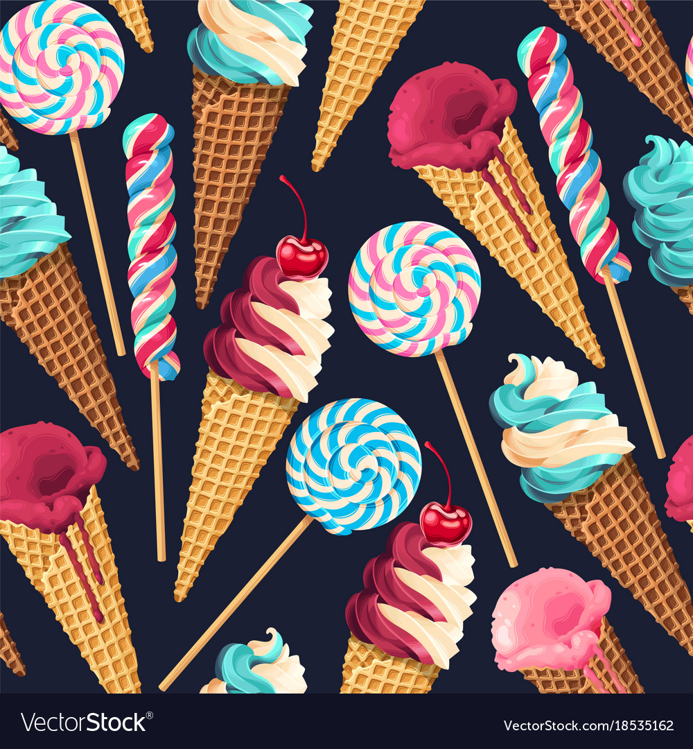 Seamless pattern with sweets Royalty Free Vector Image