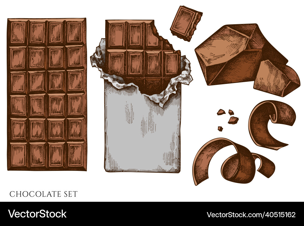 Set of hand drawn colored chocolate Royalty Free Vector