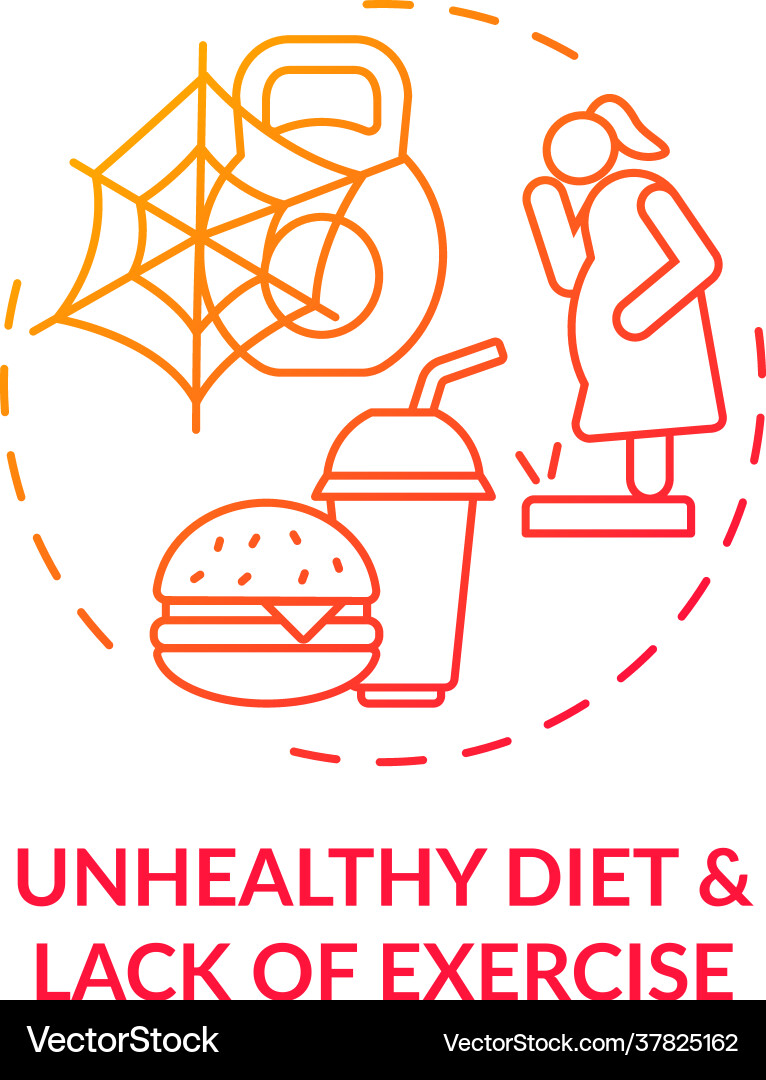 Unhealthy diet and lack exercise red gradient Vector Image