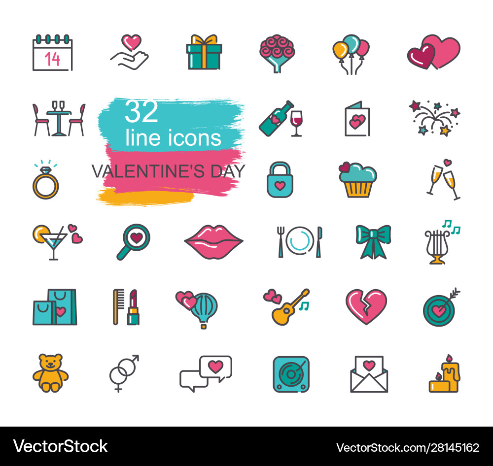 Valentine icon set happy day related Royalty Free Vector