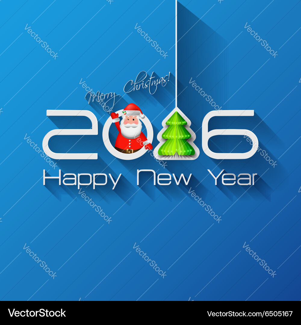 2016 origami happy new year tree greeting card Vector Image