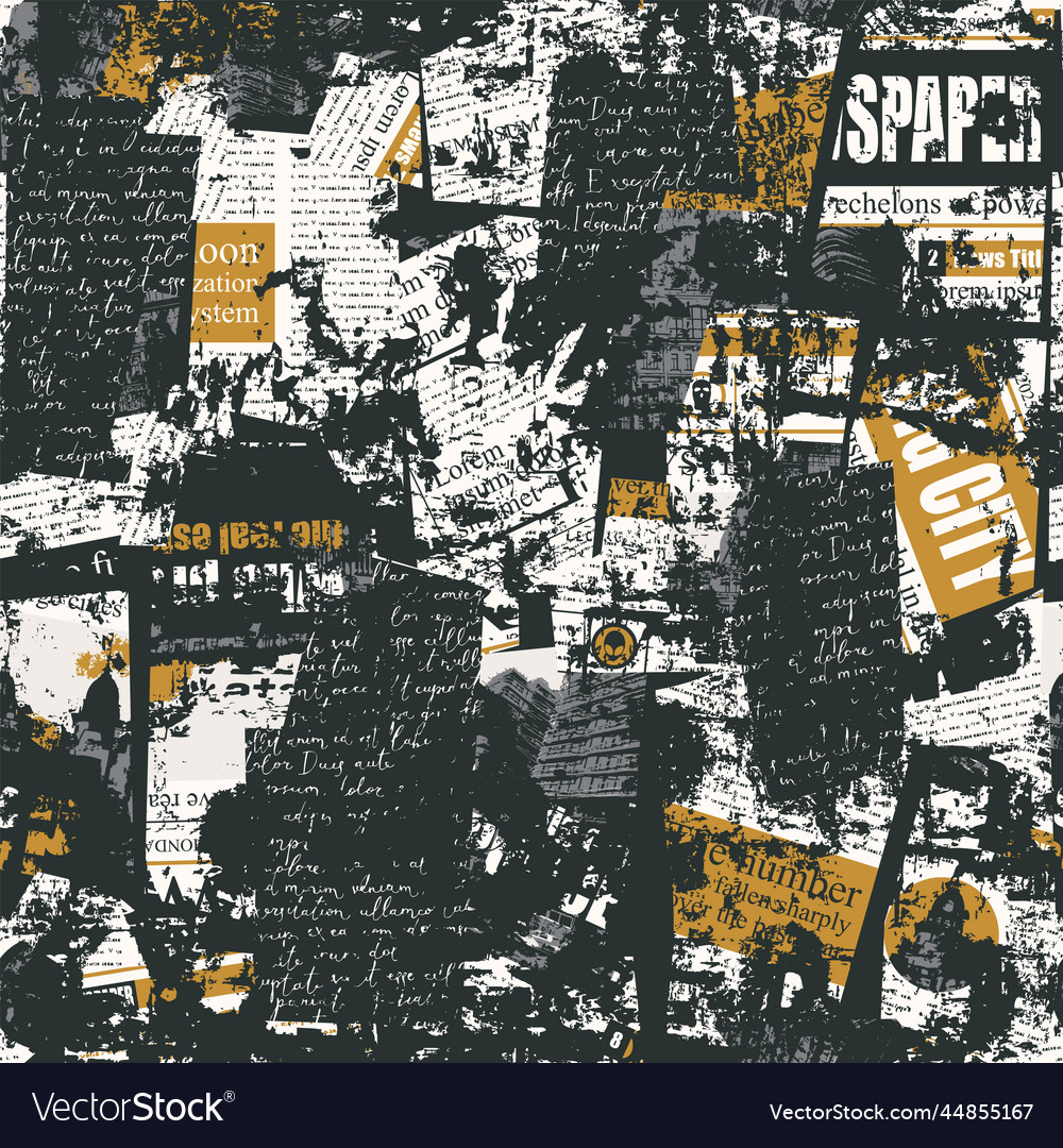 Abstract seamless pattern with scuffed collage Vector Image