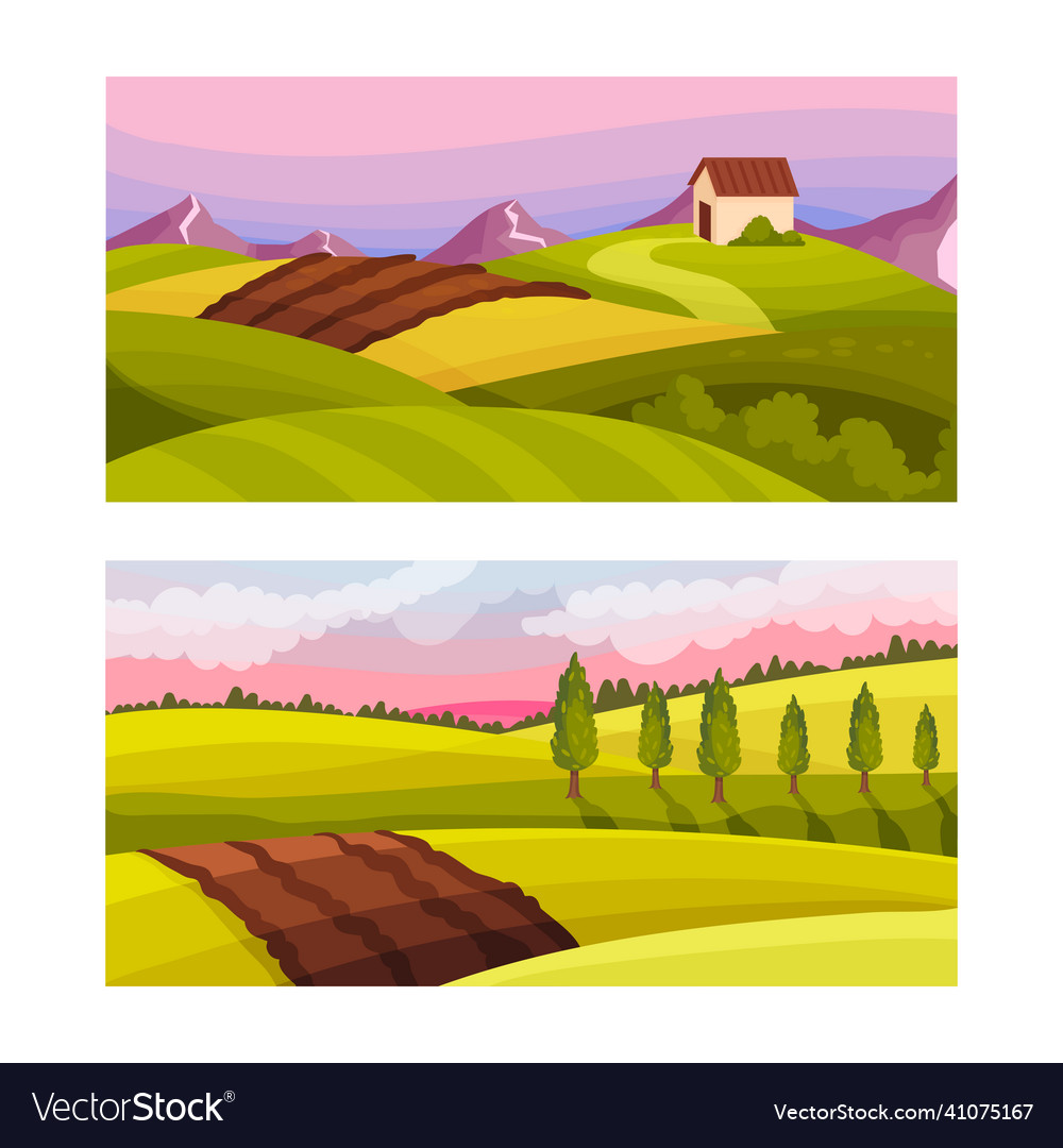Beautiful summer landscape set scenic nature Vector Image
