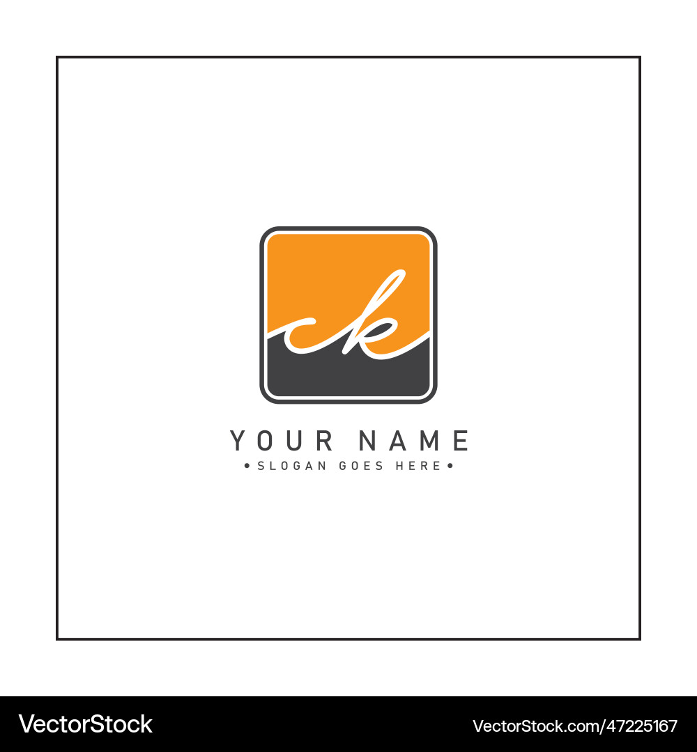 Ck handwritten signature logo - logo template Vector Image
