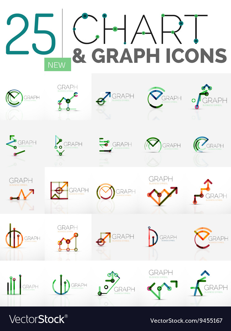Collection of chart logos Royalty Free Vector Image