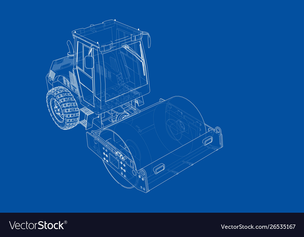 Construction machine asphalt compactor Royalty Free Vector