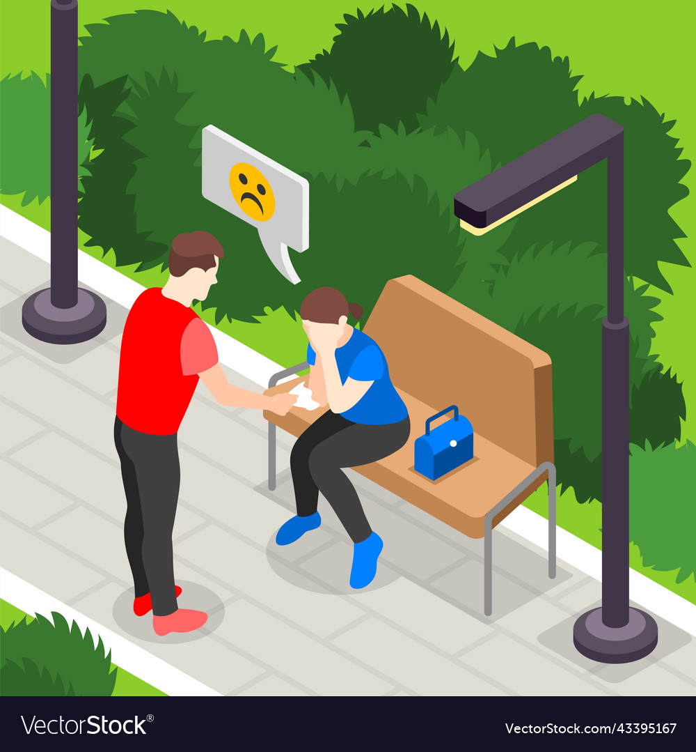 Empathy characters isometric background Royalty Free Vector