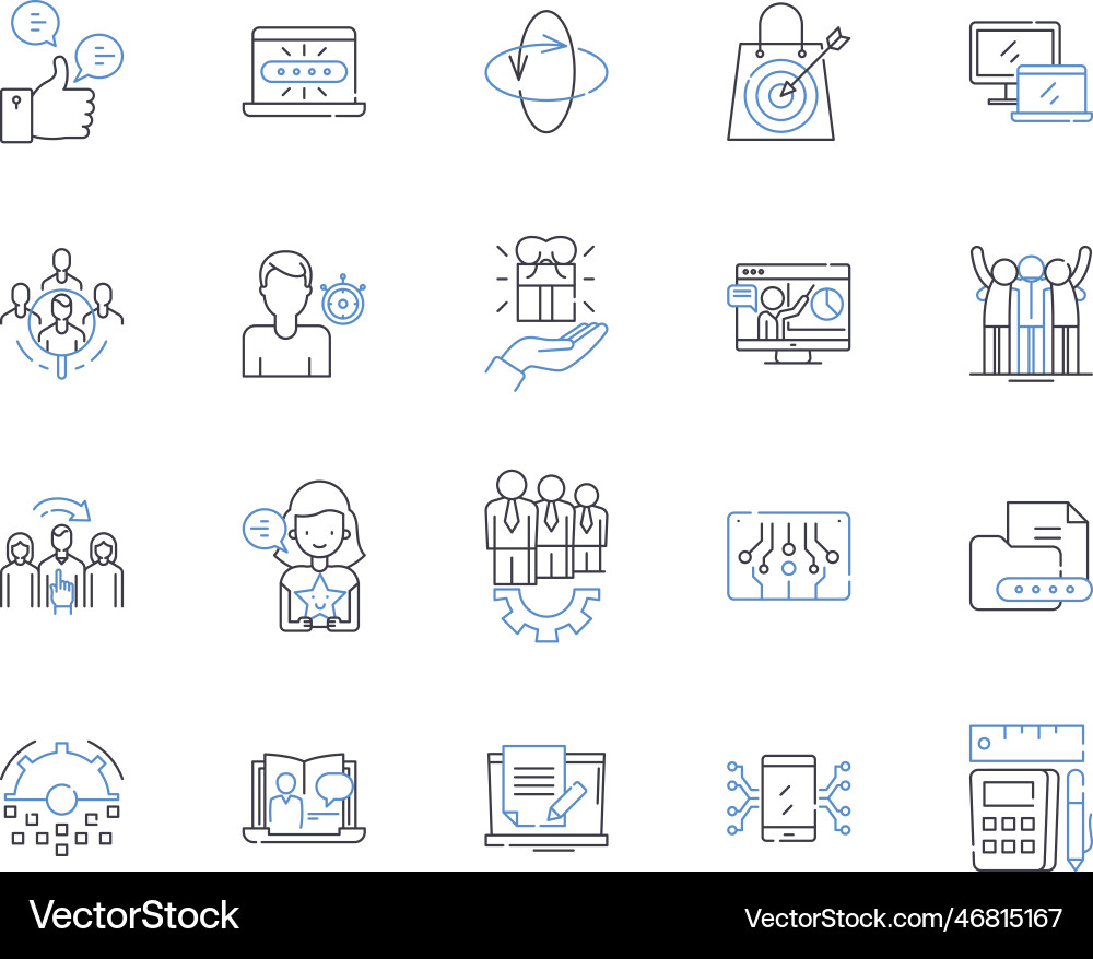 Financial associations line icons collection Vector Image