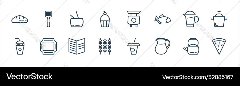 Food line icons linear set quality line set Vector Image