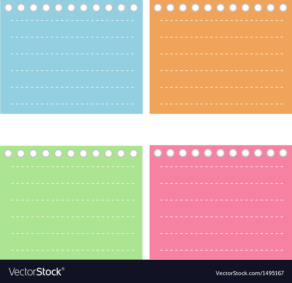 Four Color Of Lined Spiral Notepad Papers Vector Image