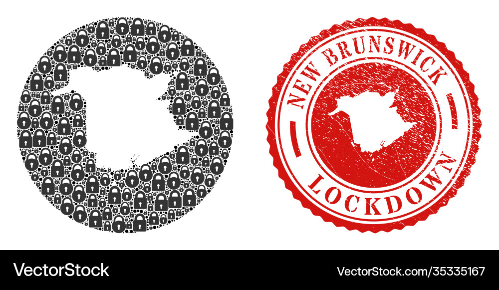 Lockdown grunge seal and lock mosaic inverted new Vector Image