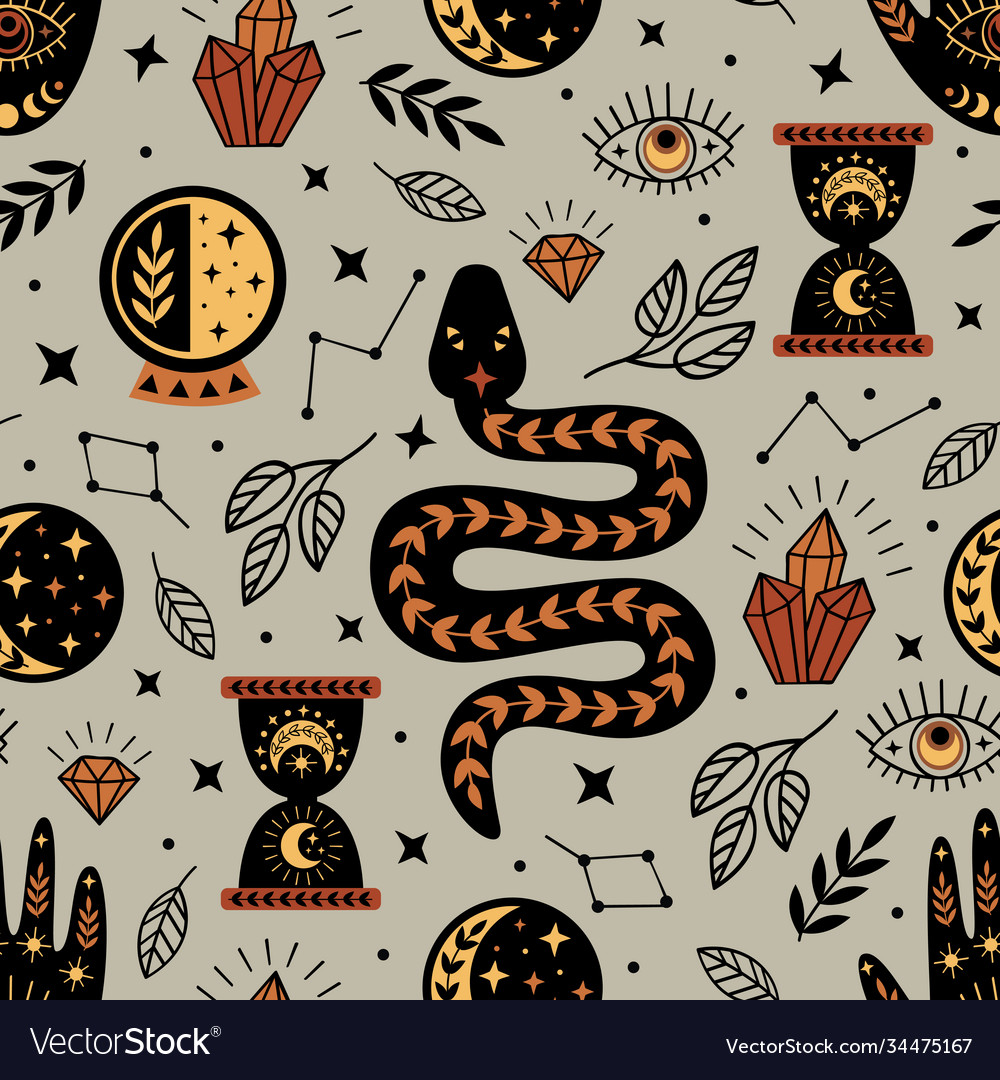 Seamless pattern with mystical elements Royalty Free Vector