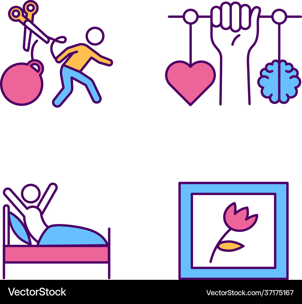 Self-improvement rgb color icons set Royalty Free Vector