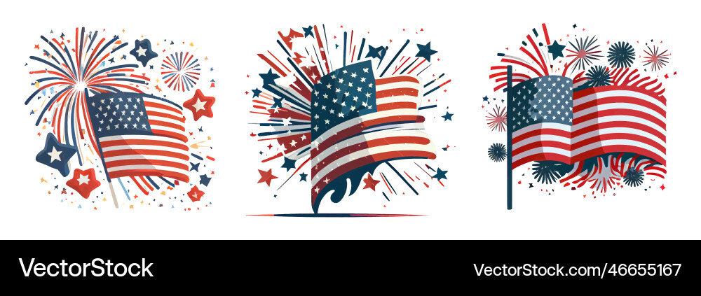 Set of american flag isolated Royalty Free Vector Image