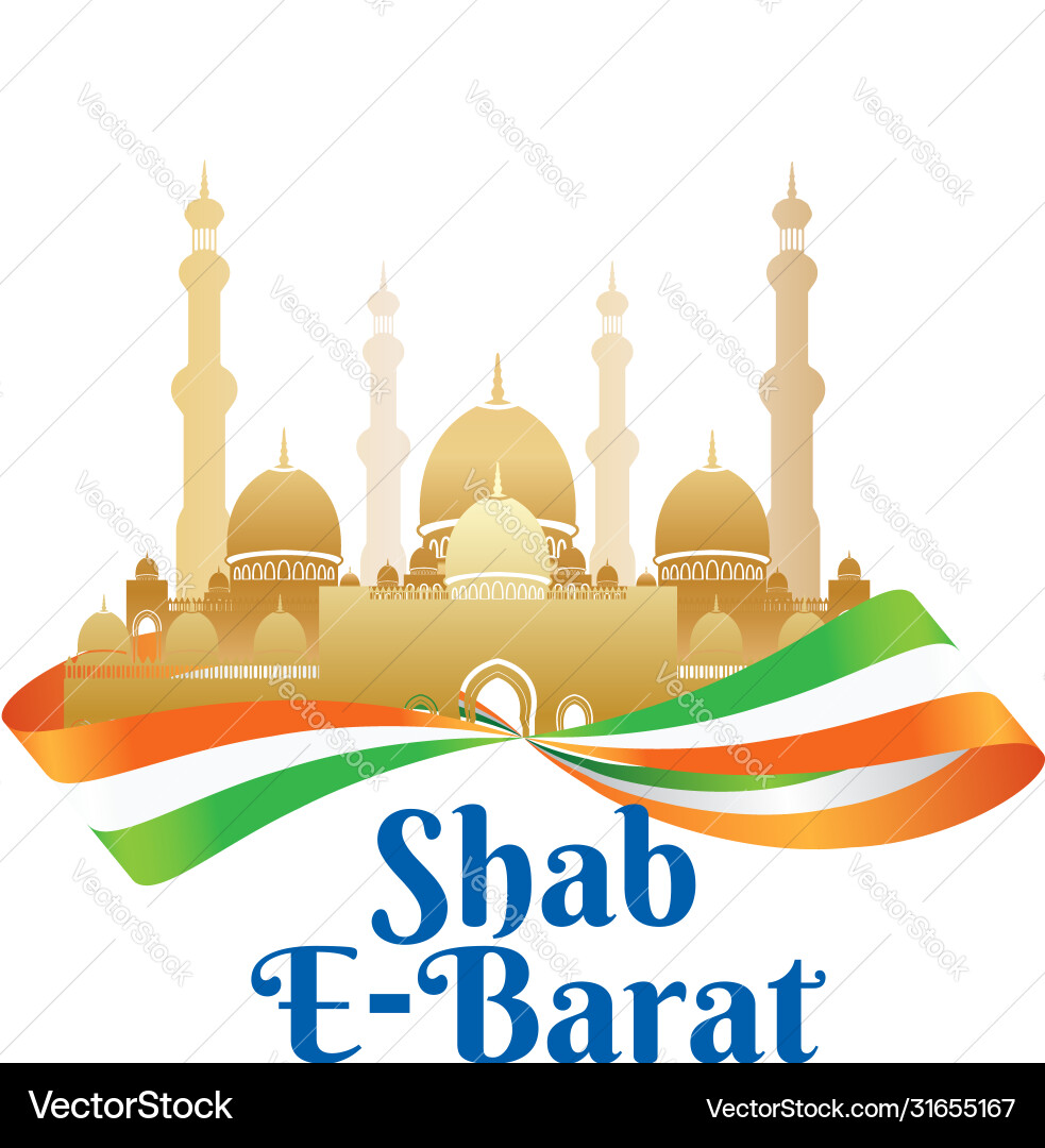 Shab e-barat emblem or sign with indian flag or Vector Image