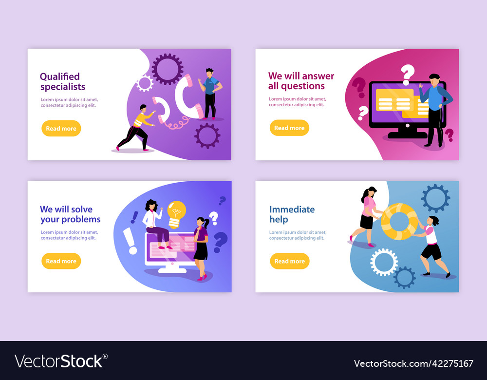 Support horizontal banners set Royalty Free Vector Image