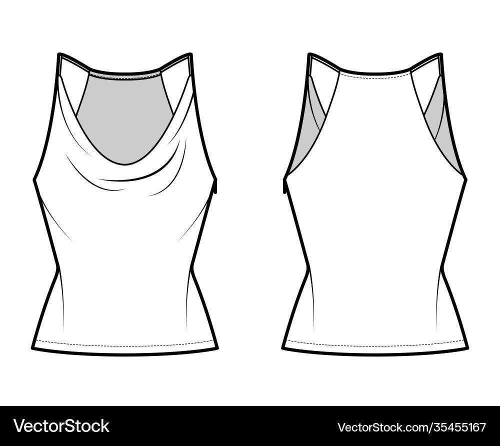 Tank low cowl camisole technical fashion Vector Image