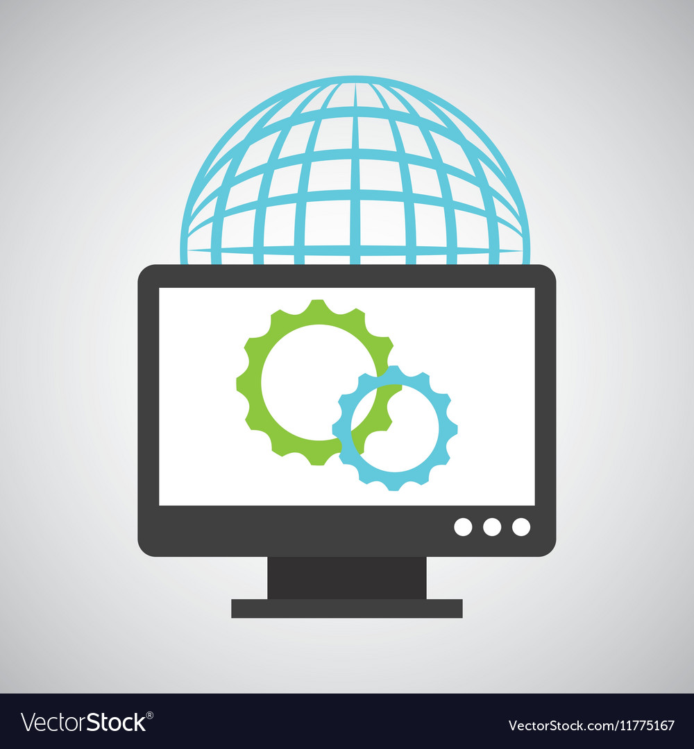 Web development computer gear global Royalty Free Vector
