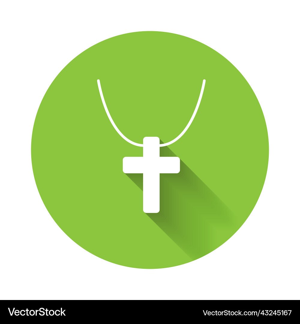 White christian cross on chain icon isolated Vector Image