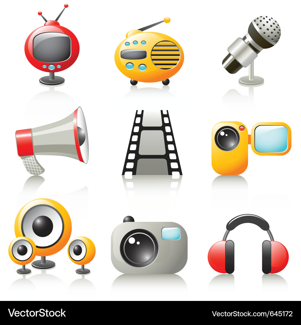 Cartoon media icons Royalty Free Vector Image - VectorStock