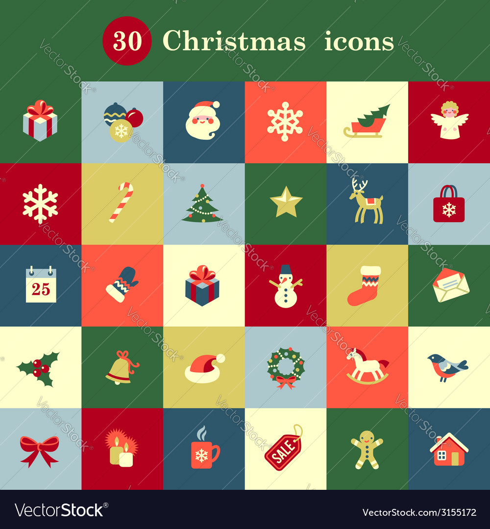Christmas icons set Royalty Free Vector Image - VectorStock
