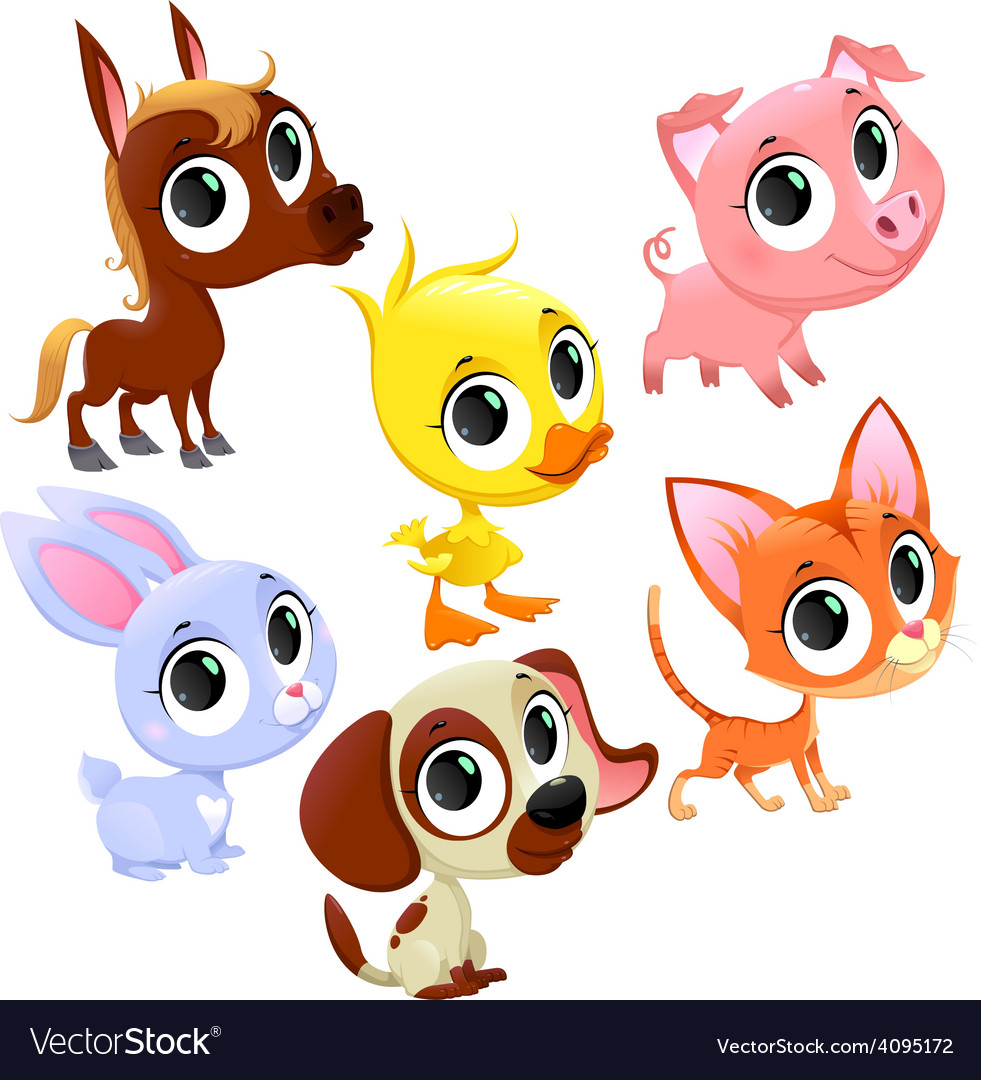 Funny farm animals and pets Royalty Free Vector Image