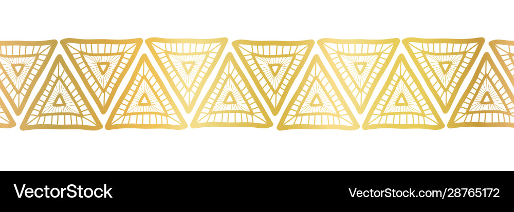 Golden triangles seamless border gold foil Vector Image