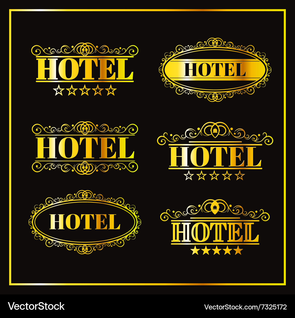 Hotel vintage golden labels Royalty Free Vector Image