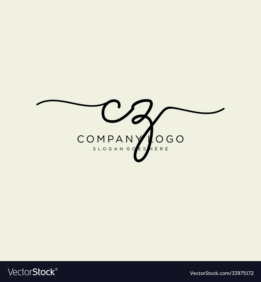 Initial cz handwriting logo with circle template Vector Image