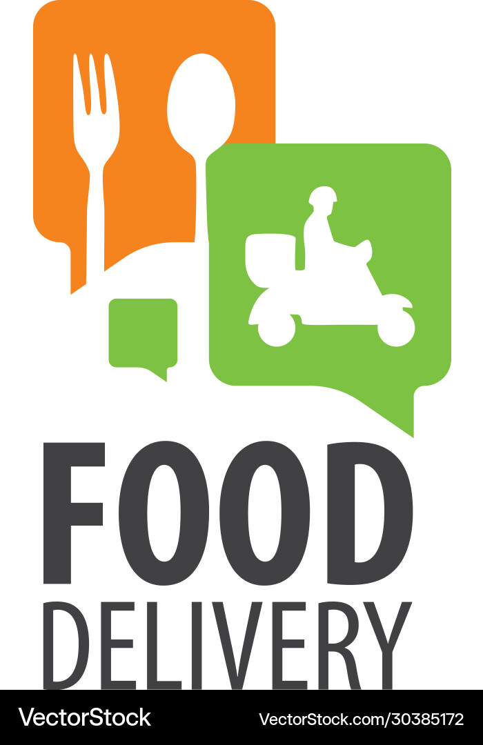 Logo food delivery courier Royalty Free Vector Image