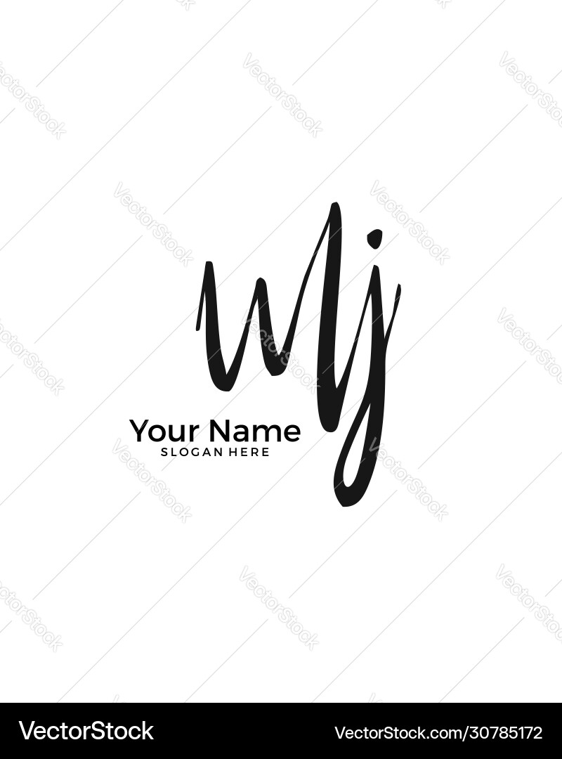 M j mj initial logo signature handwriting Vector Image