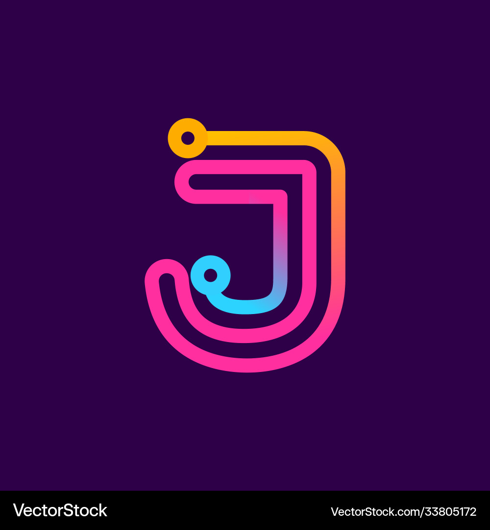 Multicolor j letter logo made electric wire Vector Image