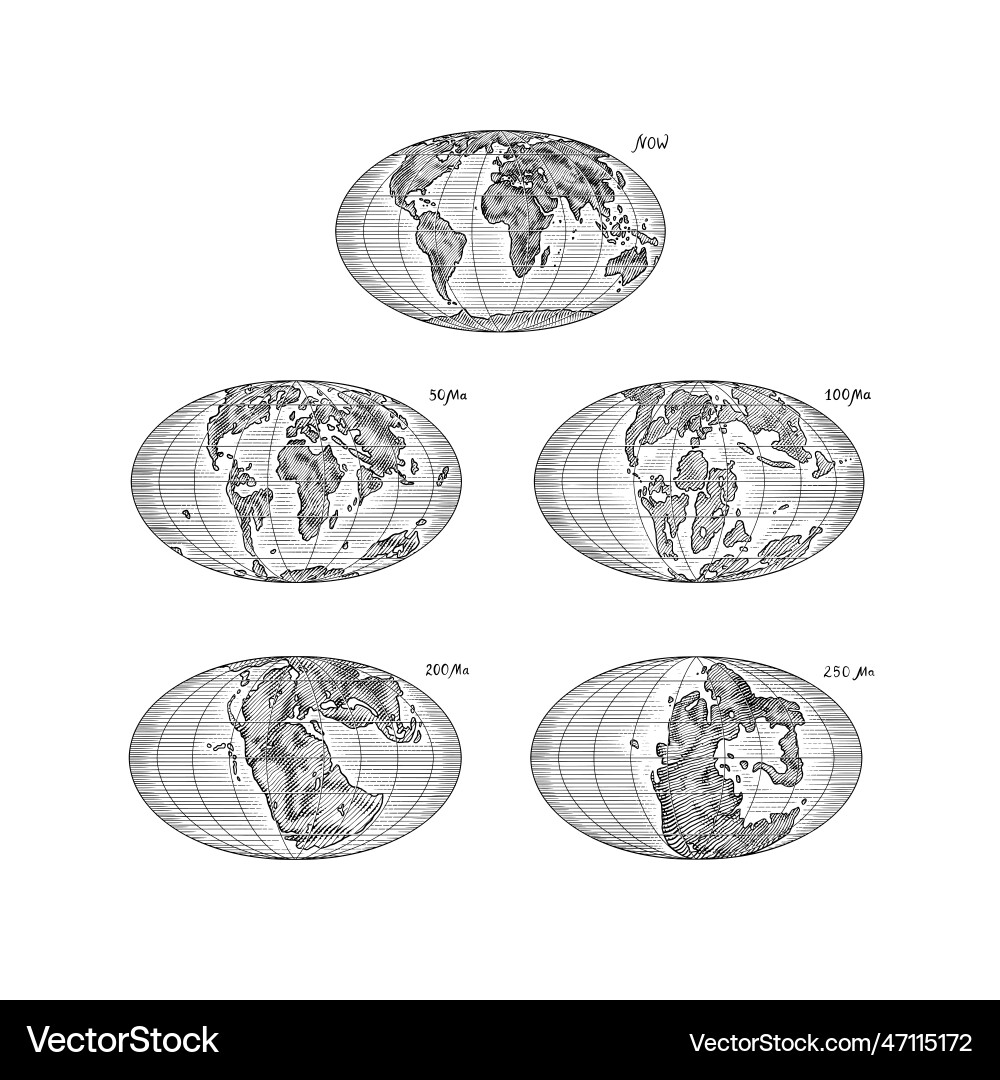 Plate tectonics on the planet earth pangaea Vector Image