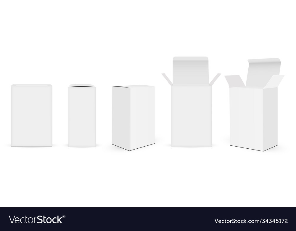 Set paper rectangular packaging boxes Royalty Free Vector