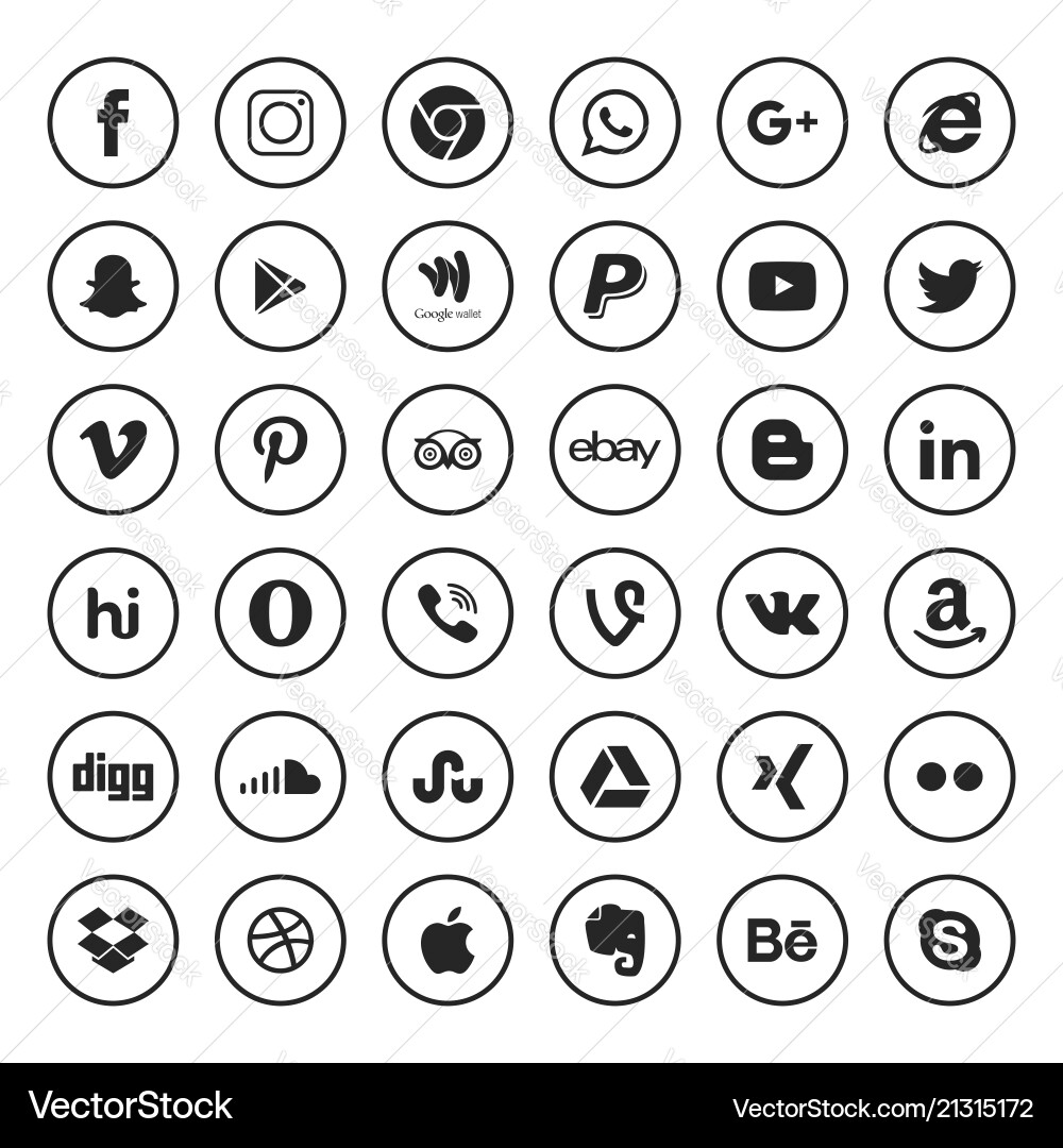 Social Media Icon Set Royalty Free Vector Image